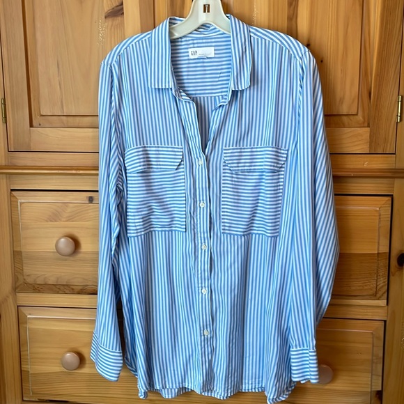 GAP | Tops | Last Chancegap Boyfriend Fit Striped Blue And White Button ...